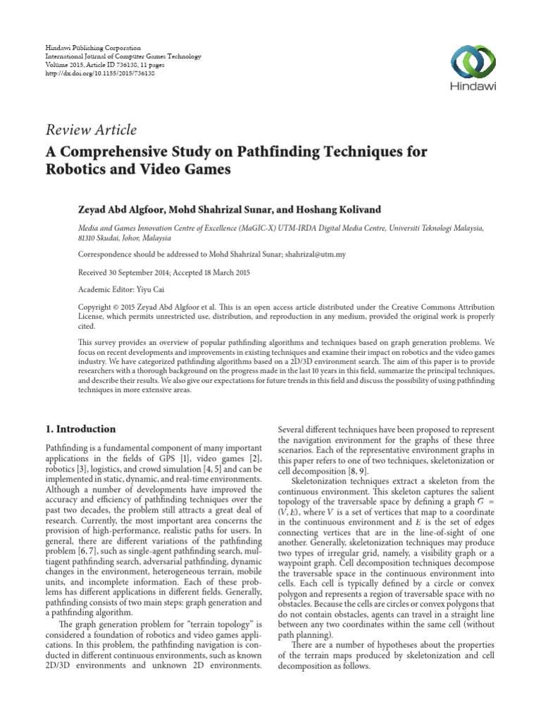Pathfinding Techniques For Video Games | PDF | Robotics | Computer Science