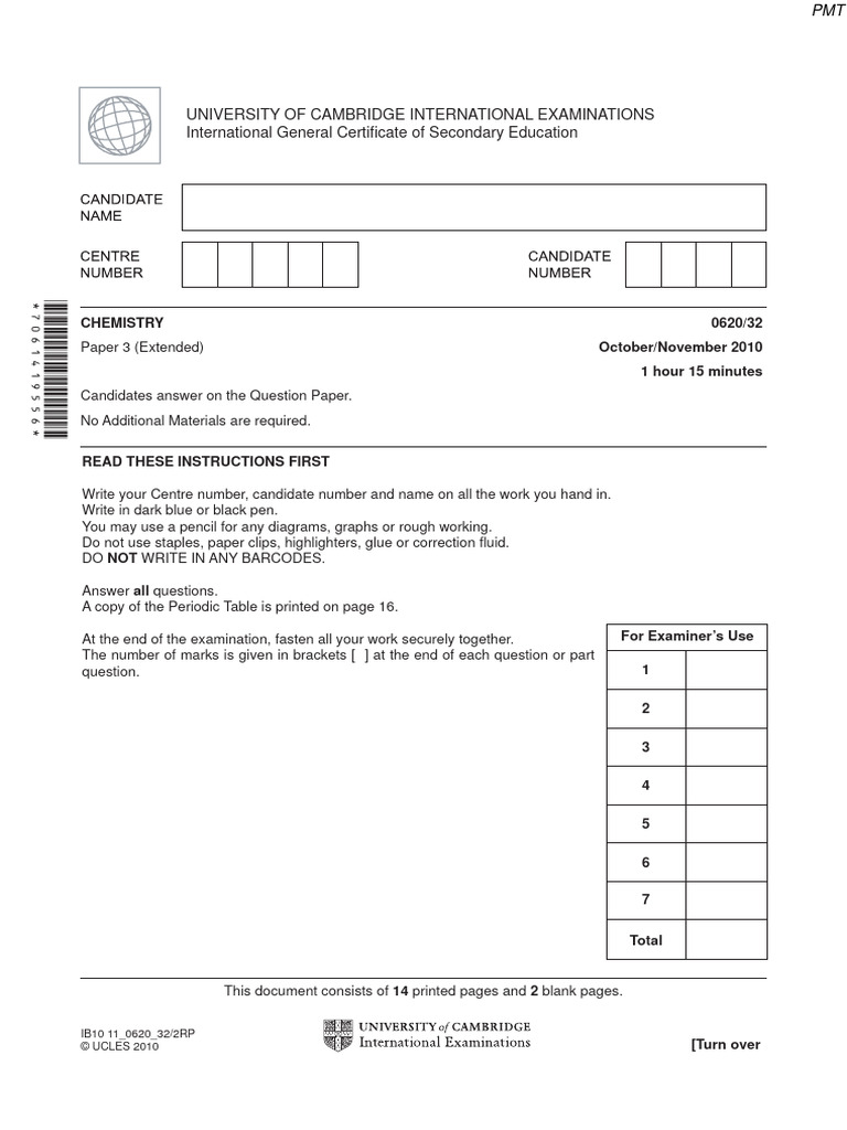 November 2010 (v2) QP - Paper 3 CIE Chemistry IGCSE | PDF | Zinc | Acid