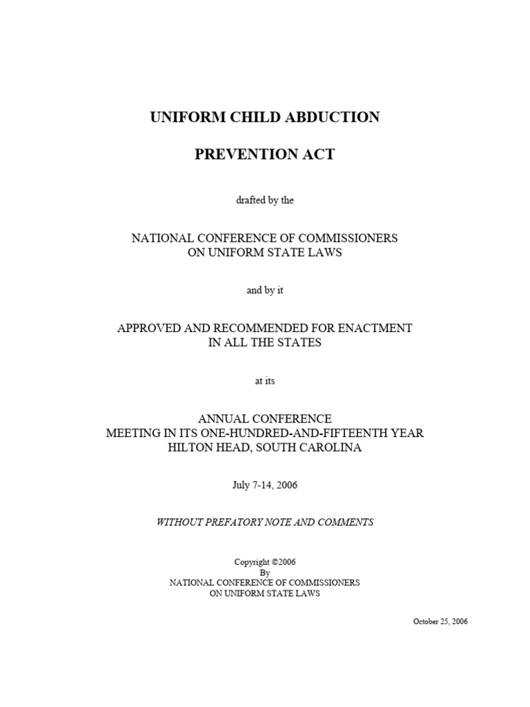 Child Abduction Prevention Act | PDF | Contact (Law) | Child Custody