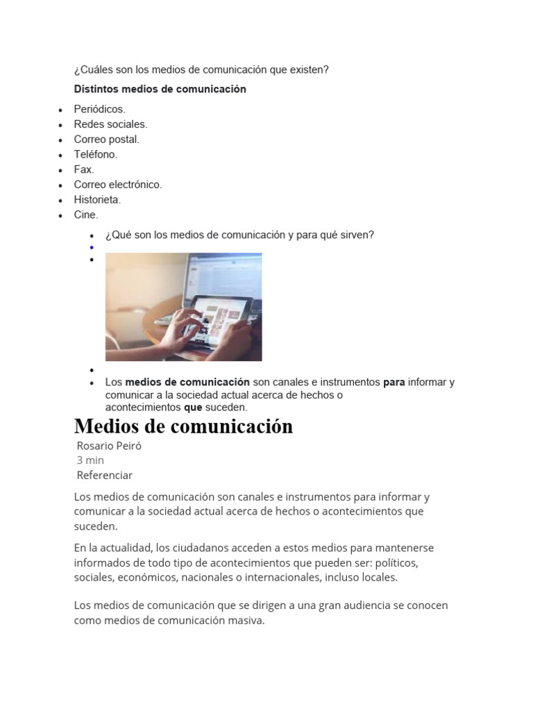Tipos de Medios de Comunicación Actuales | PDF | Medios de comunicación ...