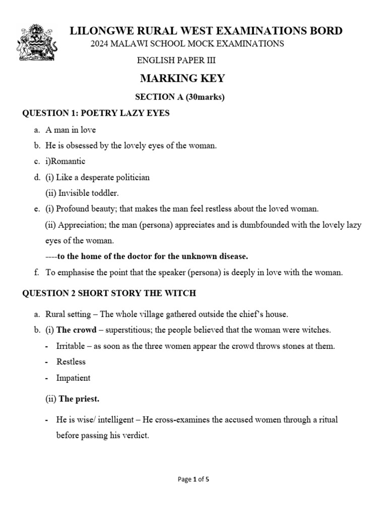 ENGLISH PPIII MARKING SCHEME 2 Edited | PDF | Macbeth