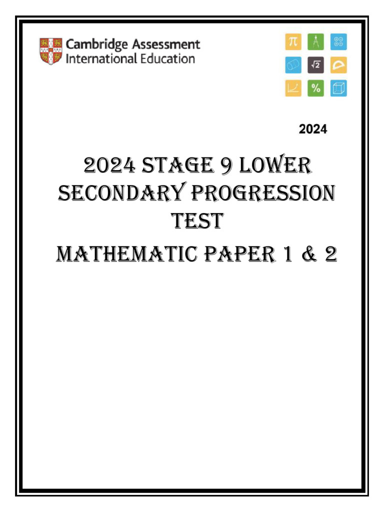 Maths Stage 9 Paper 1 and 2 2024 Hard Questions Progress Test - Signed ...