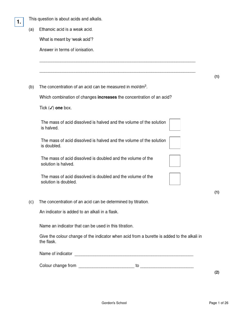 Chemical Calculations Questions - Many and Hard | PDF | Acid | Magnesium
