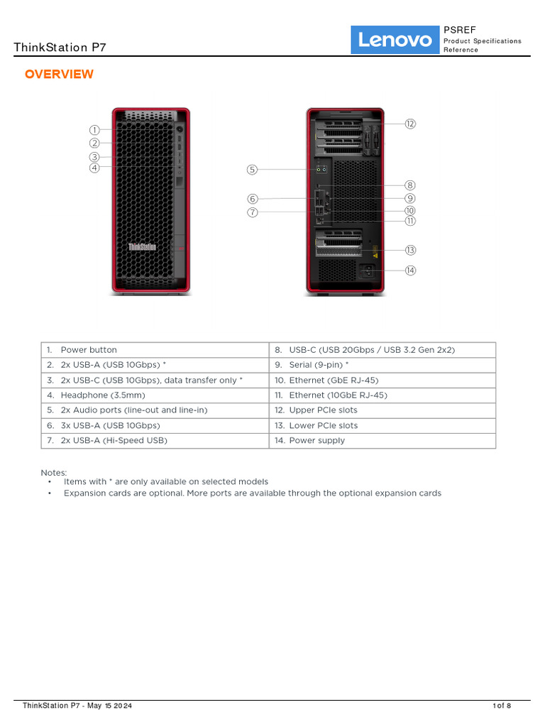 ThinkStation_P7_Spec (3) | Download Free PDF | Usb | Solid State Drive