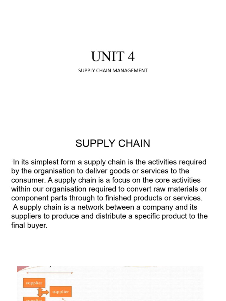 UNIT 4 | PDF | Lean Manufacturing | Supply Chain Management