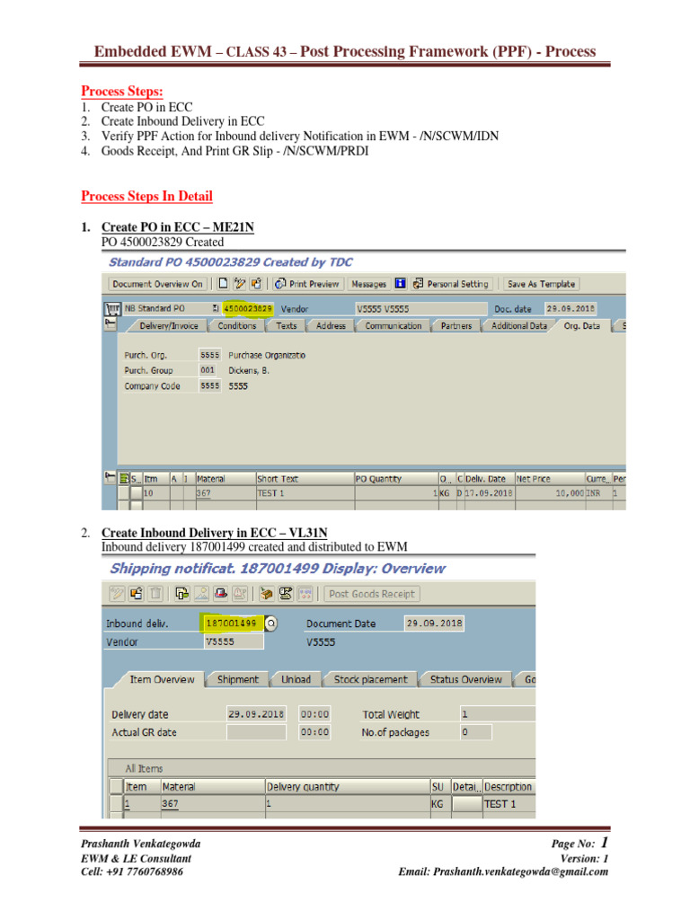 Embedded EWM CLASS 43 - Post Processing Framework (PPF) Process | PDF | Computing | Software