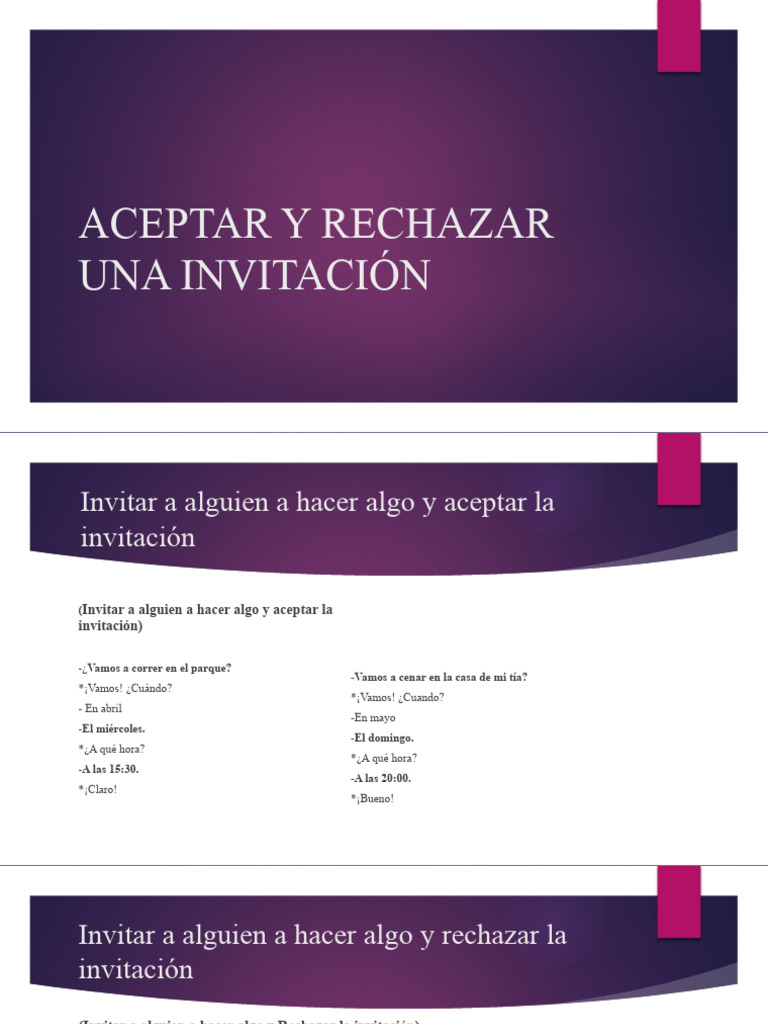 Aceptar y Rechazar Una Invitación en Español | PDF | Autosuperación