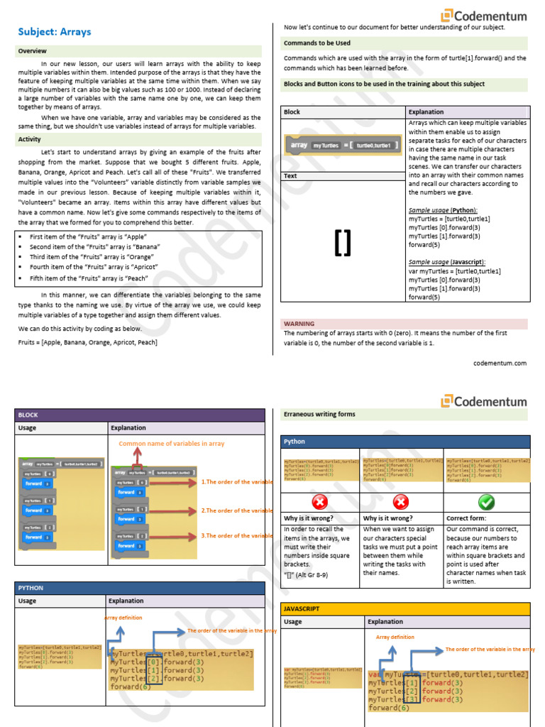04 Arrays 2f2e04b4c0fe | PDF | Fruit | Variable (Computer Science)