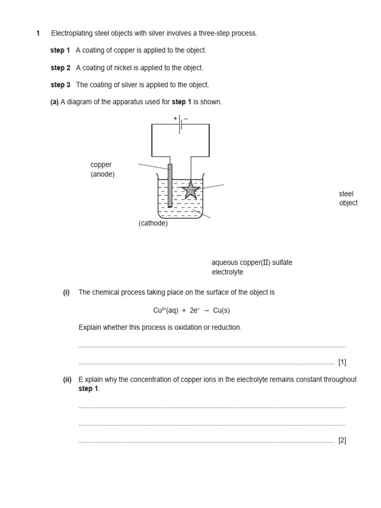 Electricity & Chemistry 1 QP Test 1 | PDF | Aluminium | Chlorine