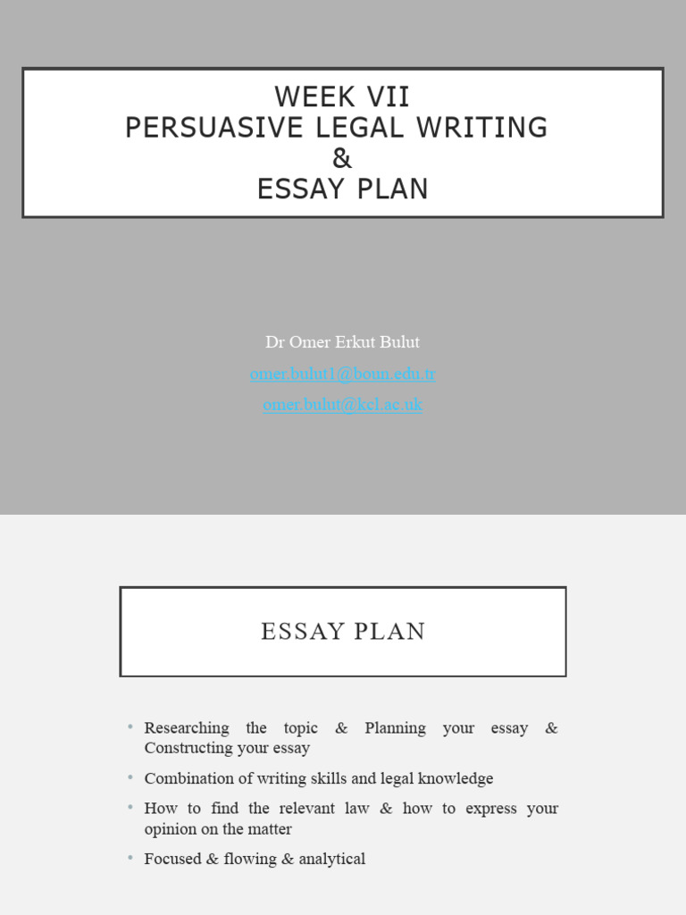 Essay Plan and Persuasive Legal Writing II | PDF | Essays | Argument