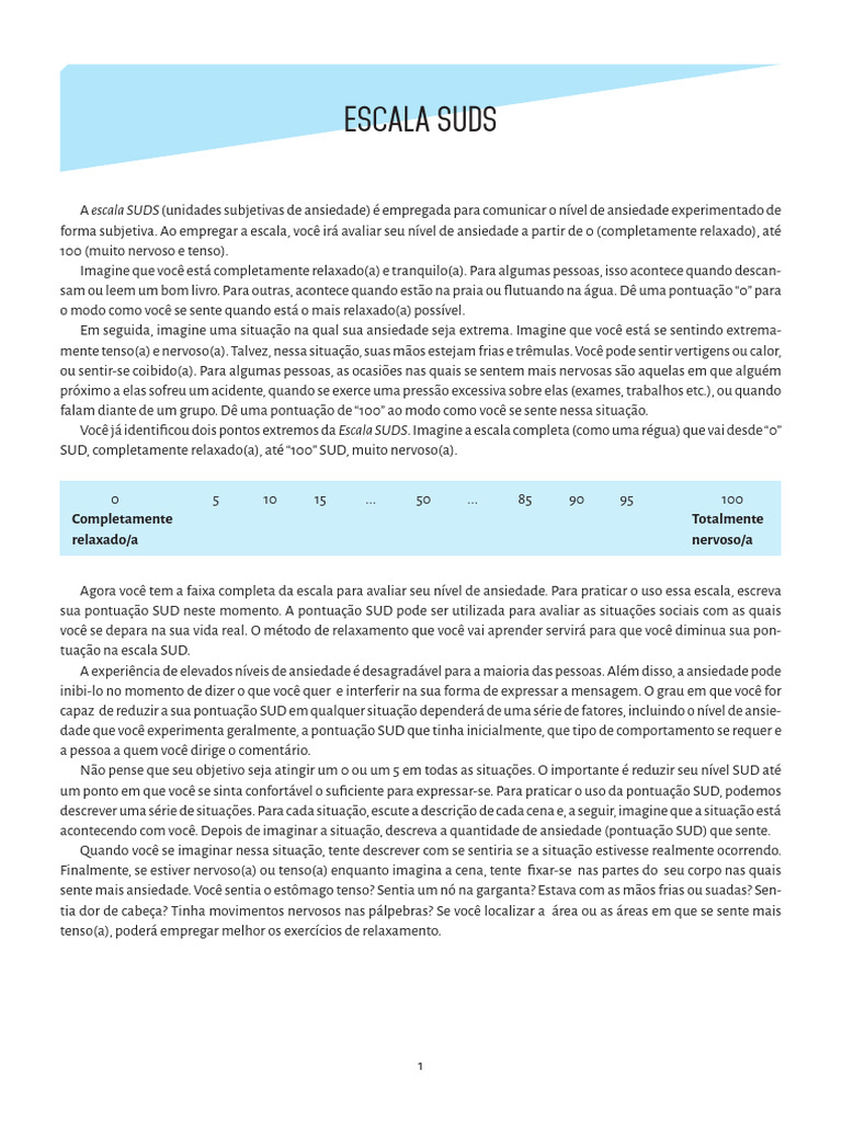 Anexo - Cap6 Escala Suds | PDF | Ansiedade | Psicologia