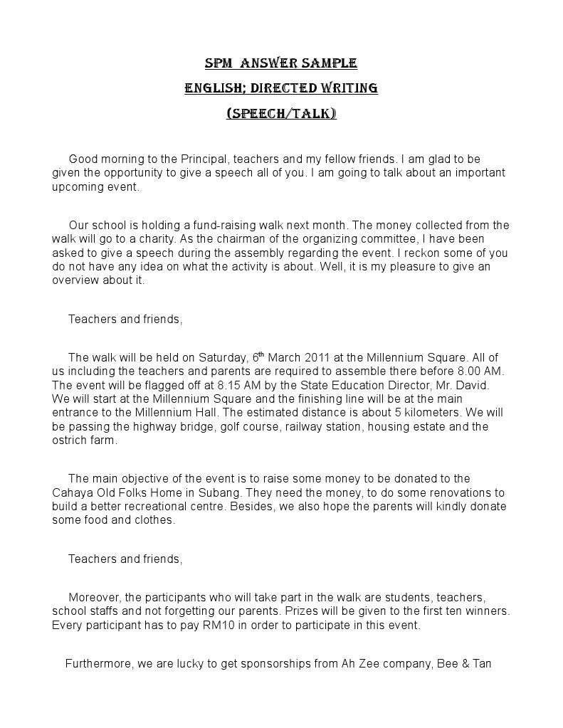 English Essay Spm Directed Writing