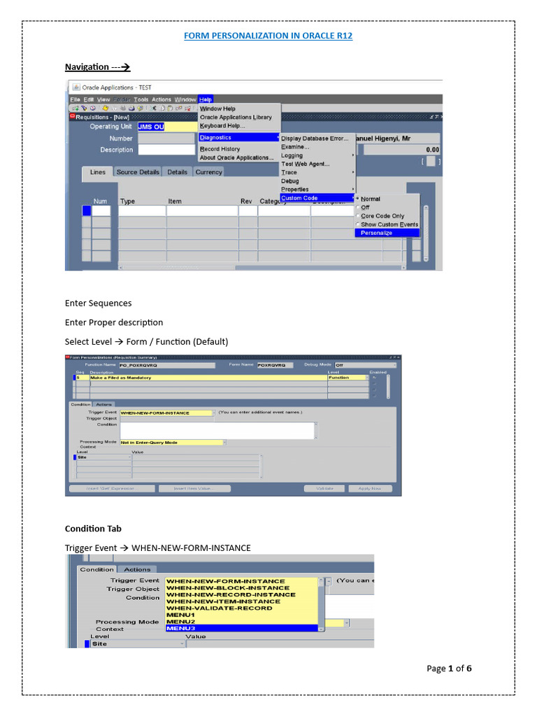 Oracle R12 Form Personalization Guide | PDF