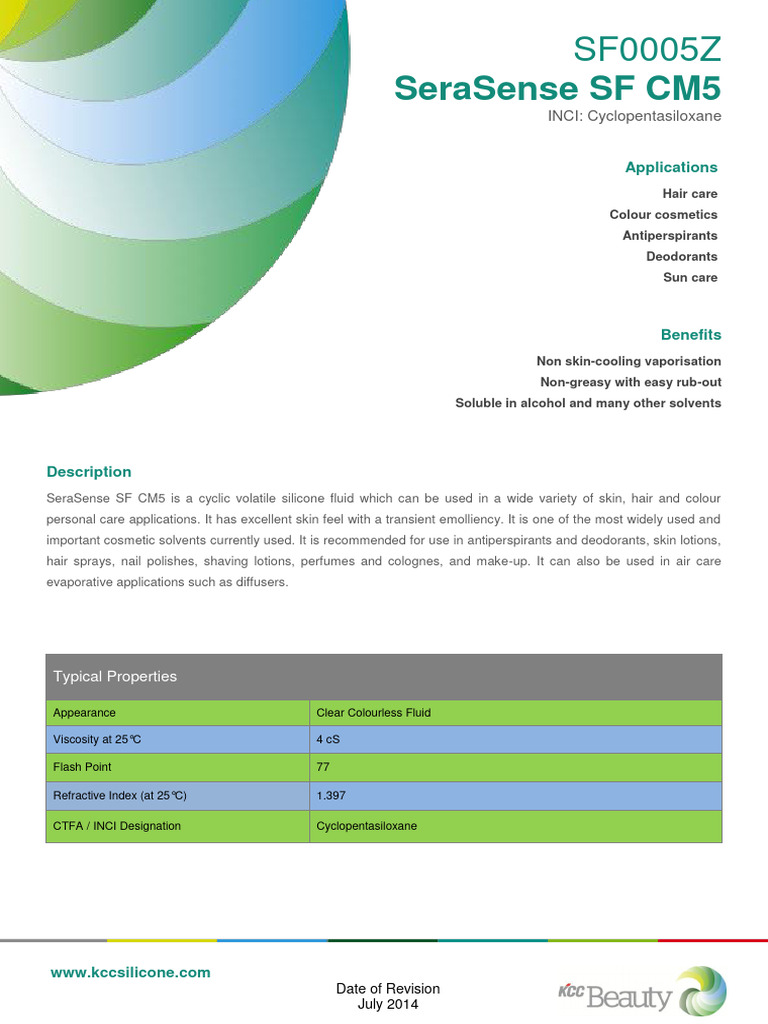 SeraSense SF CM5 Silicone Fluid Guide | PDF | Cosmetics | Toiletry