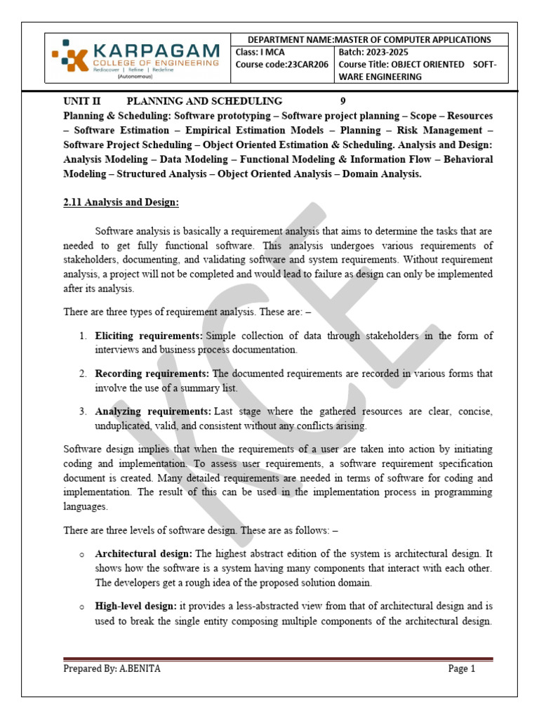 2.11 Analysis and Design | PDF | Software Engineering | Computer Science