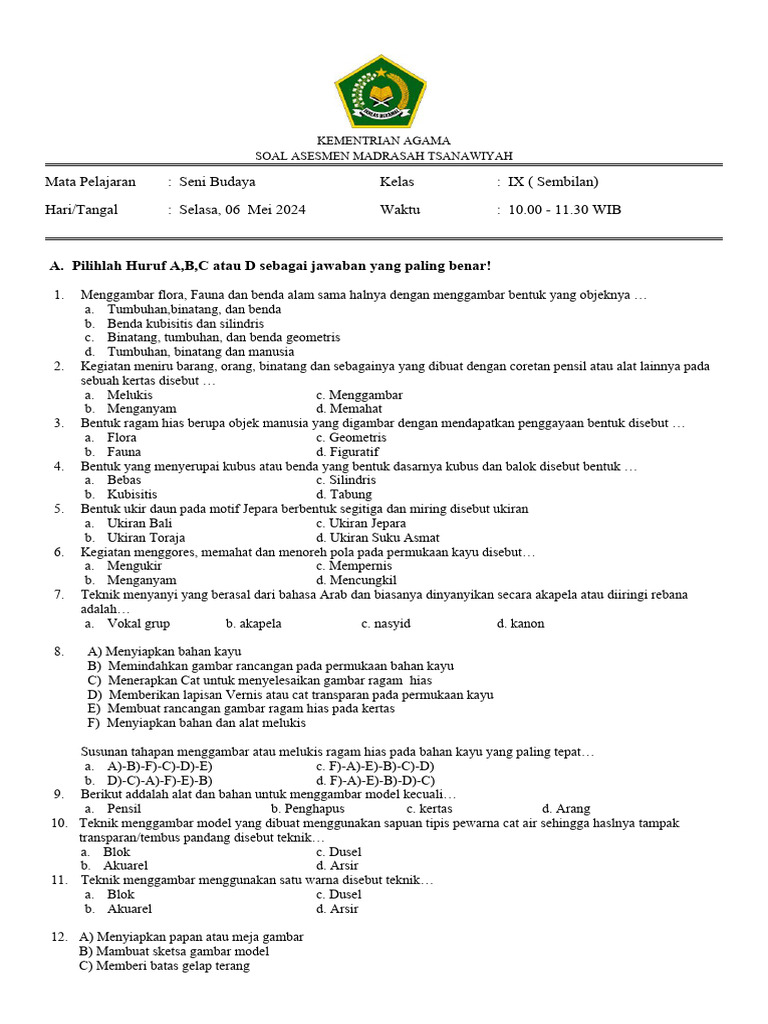 NASKAH SOAL SENI BUDAYA - Rev | PDF