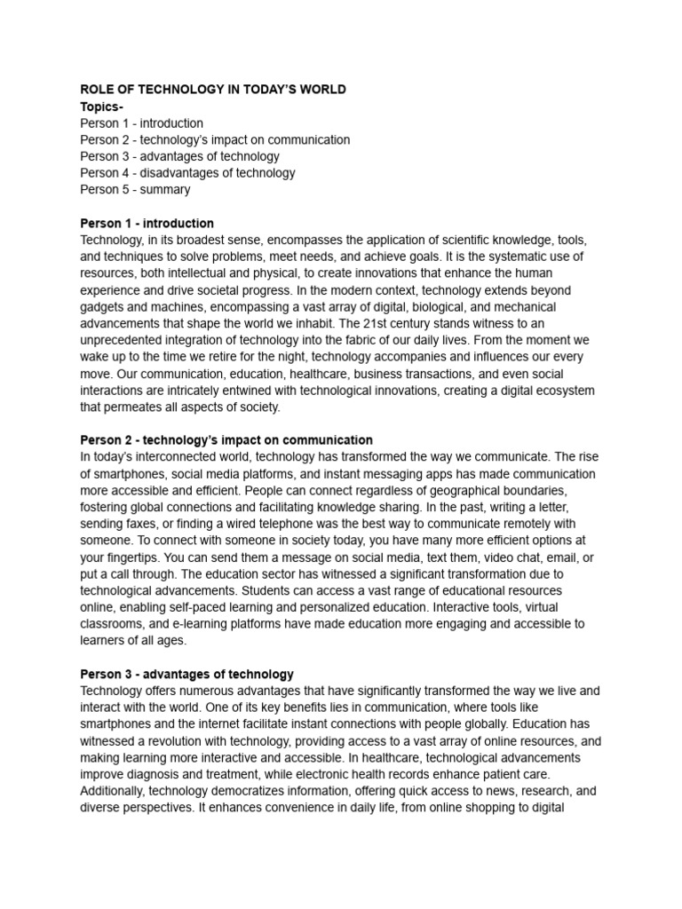 Technology's Role in Modern Society | PDF | Electronic Health Record ...