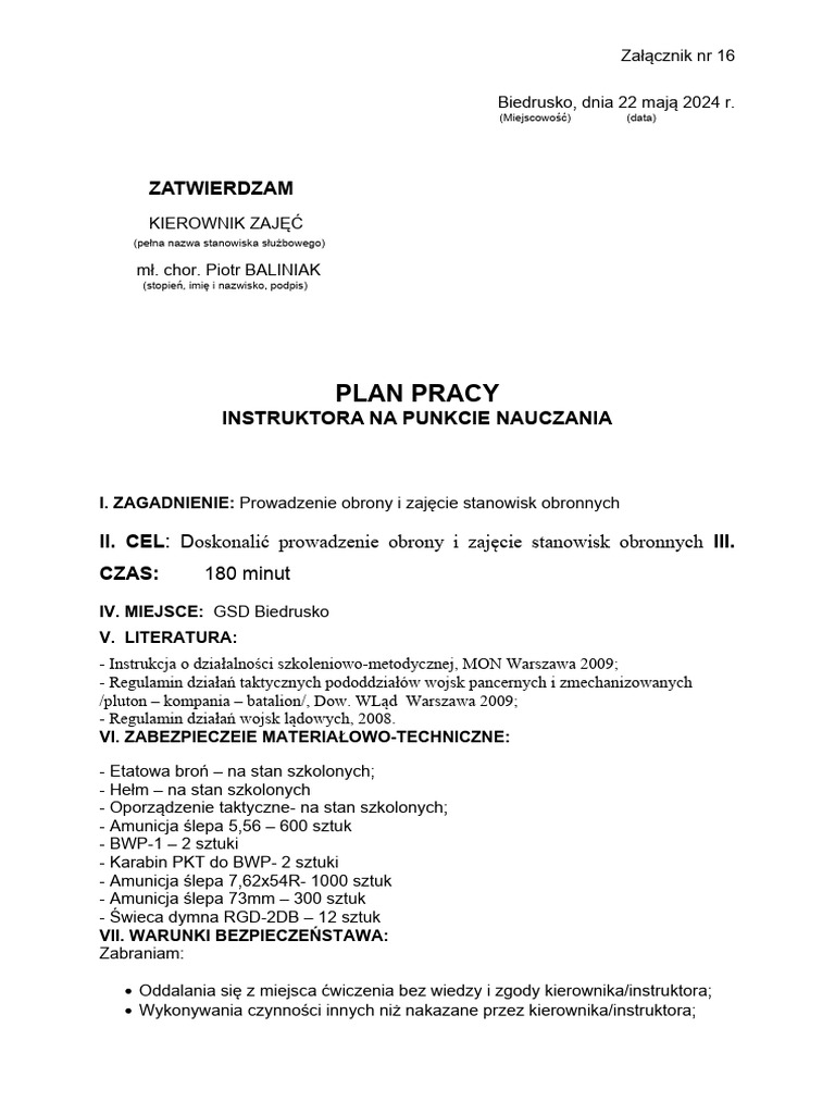 Plan pracy-POPRAWIONY | PDF