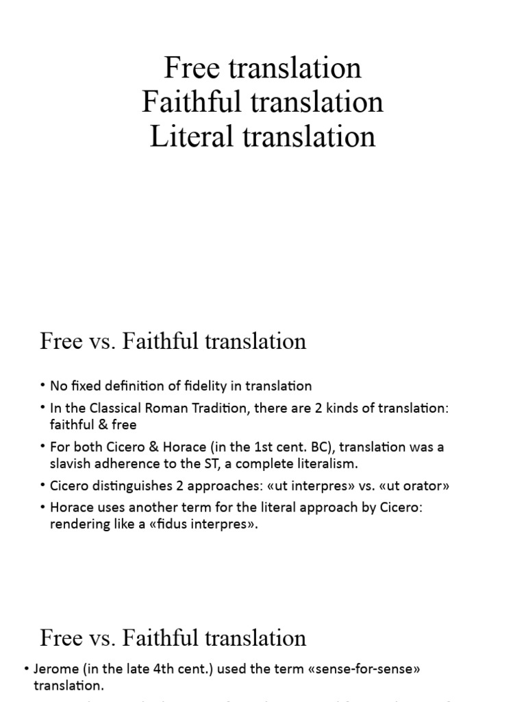 Free vs. Faithful Translation Explained | PDF | Translations ...