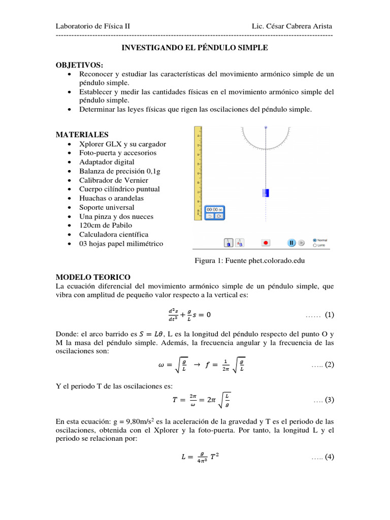 Investigando el Pendulo Simple | Descargar gratis PDF | Péndulo | Oscilación
