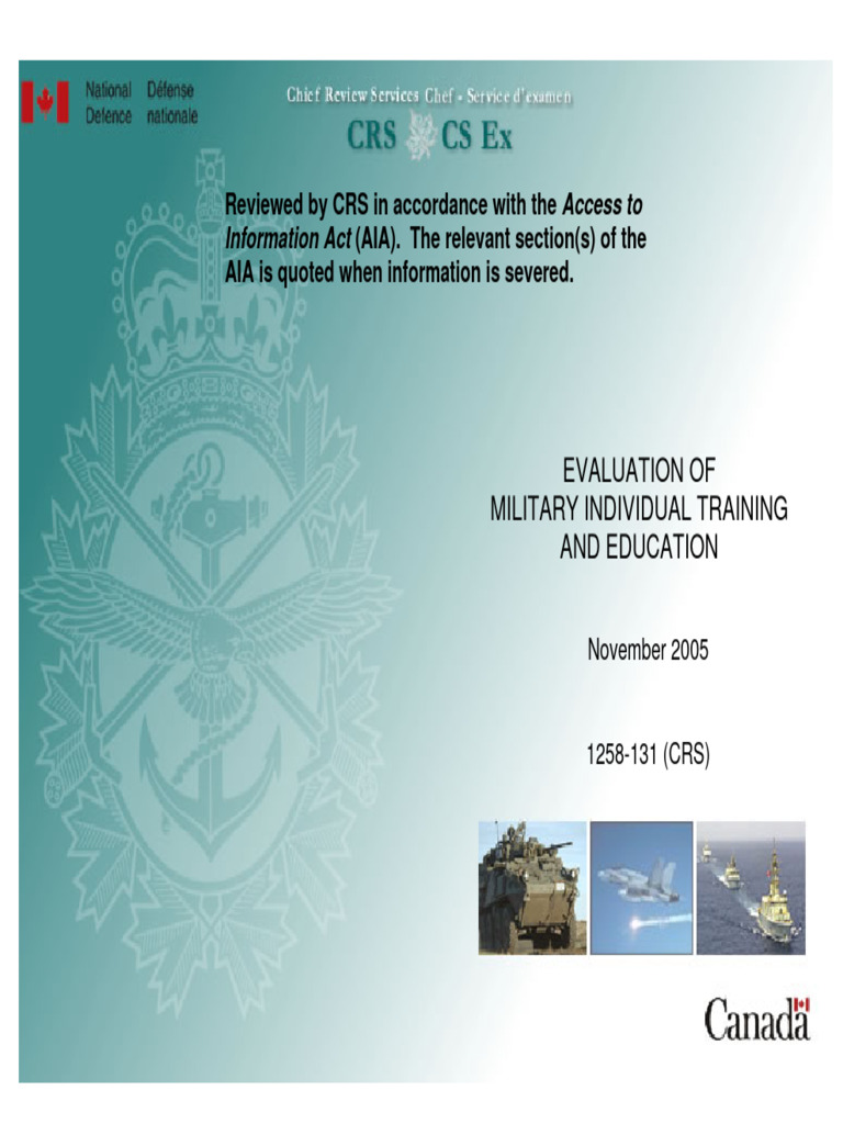 Evaluation of Military Individual Training and Education (2005) | PDF ...