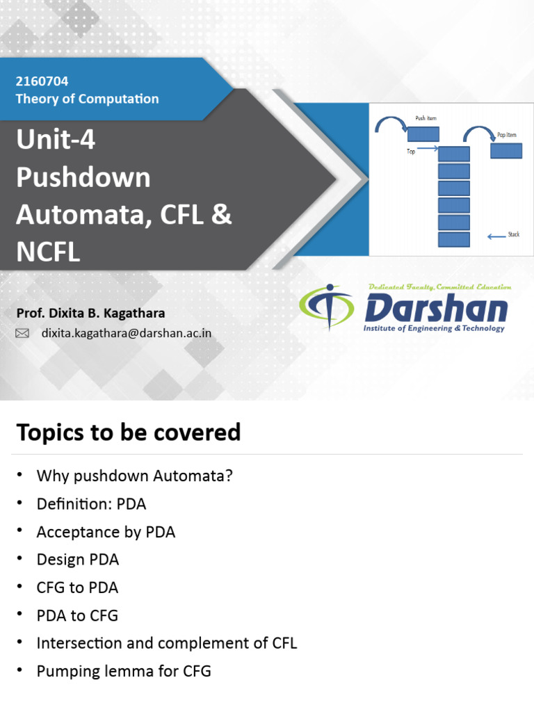 Pushdown Automata & CFL Concepts | PDF | Automata Theory | Formalism (Deductive)