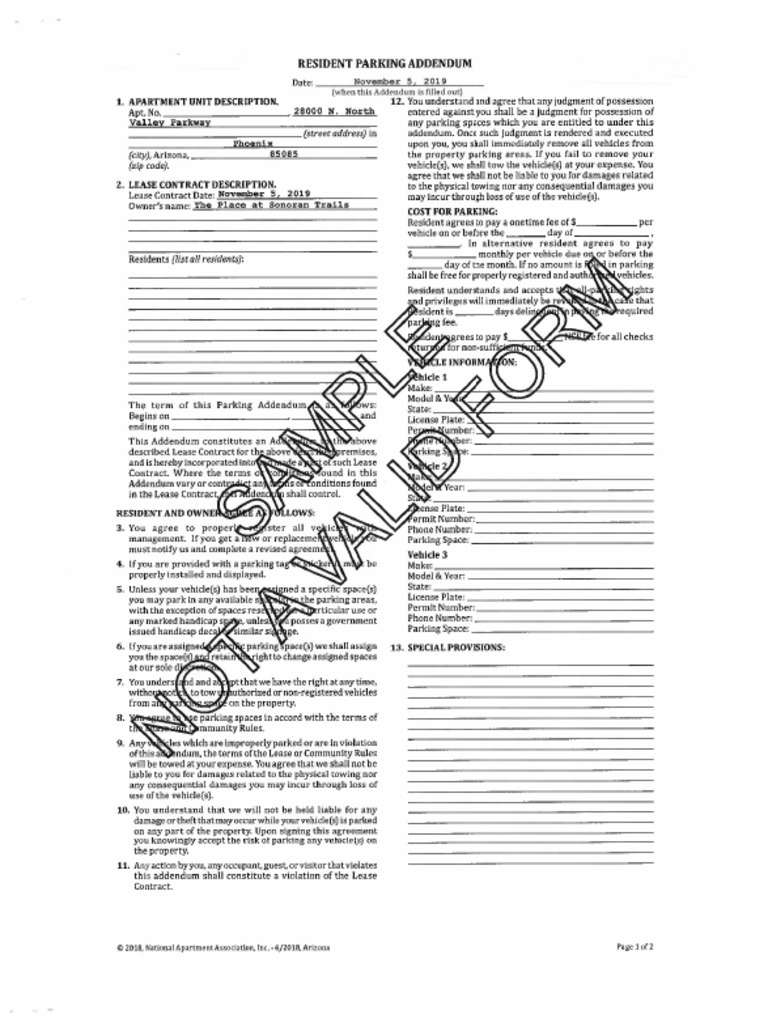 Resident Parking Addendum | PDF