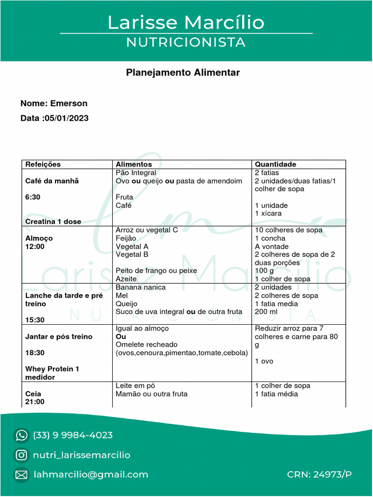 Planejamento Alimentar | PDF | Gastronomia, comida e vinho