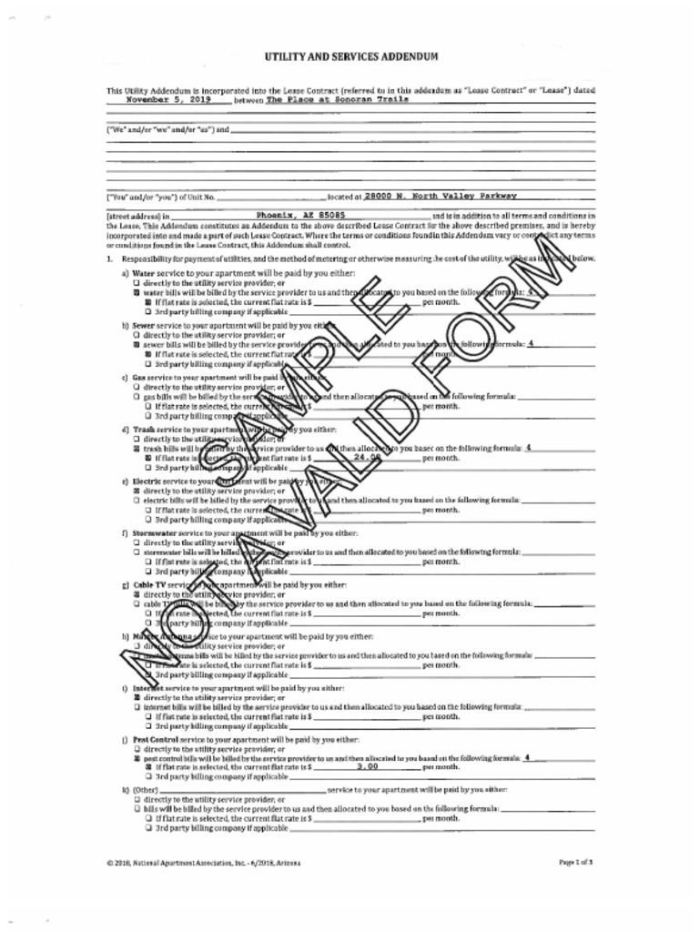 Utility and Services Addendum | PDF