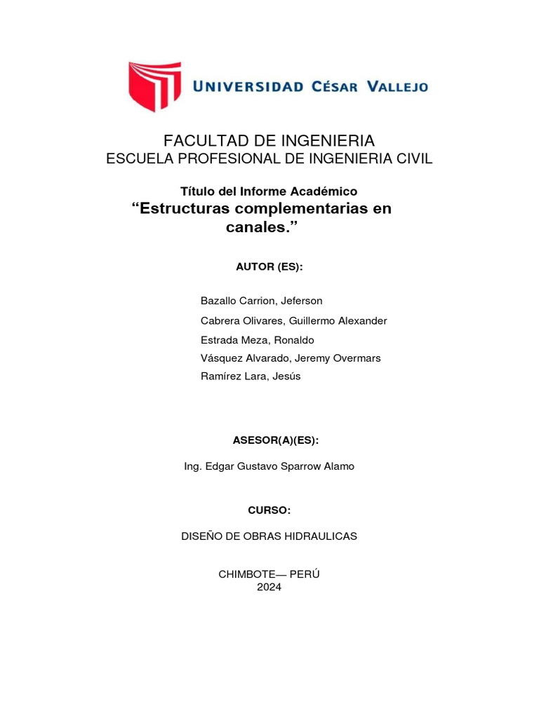 Estructuras Complementarias | PDF | Canal | Agua