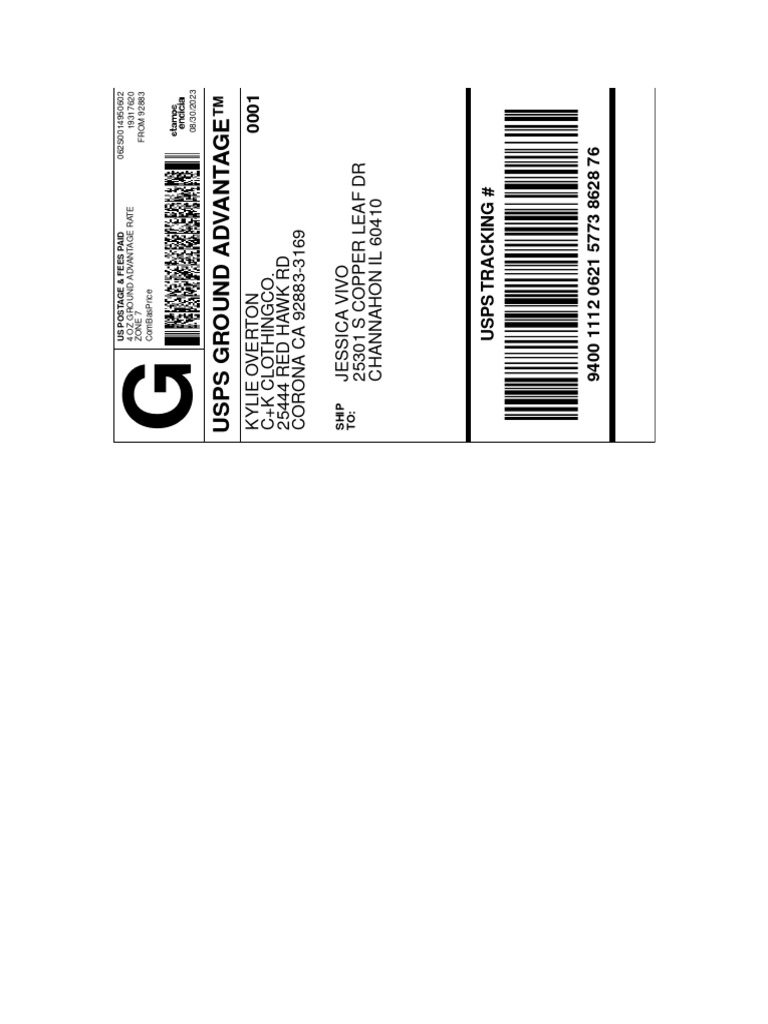 USPS Ground Advantage Shipping Label | PDF