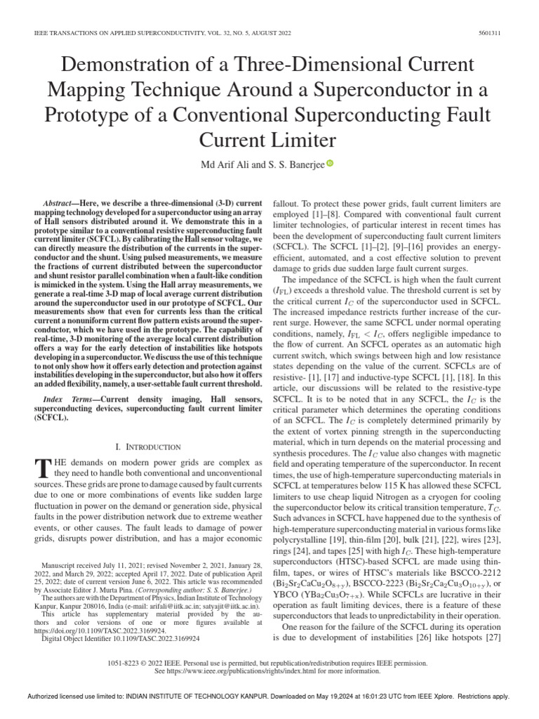 Demonstration of a Three-Dimensional Current Mapping Technique Around a ...