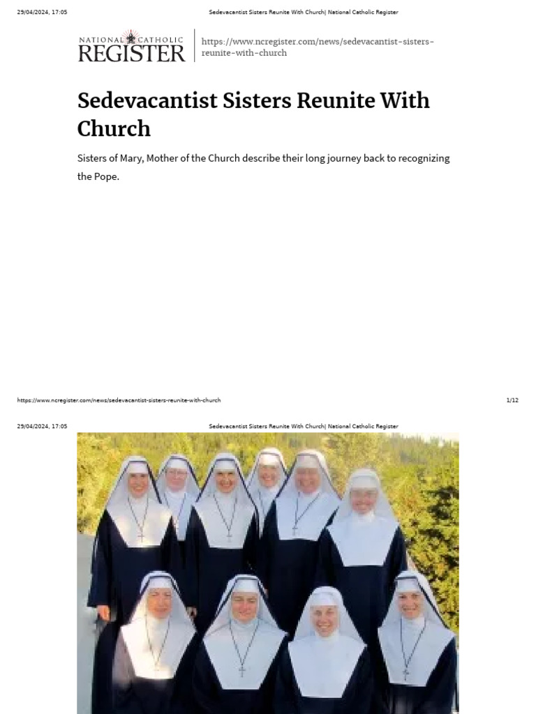 Sedevacantist Sisters Reunite With Church - National Catholic Register ...