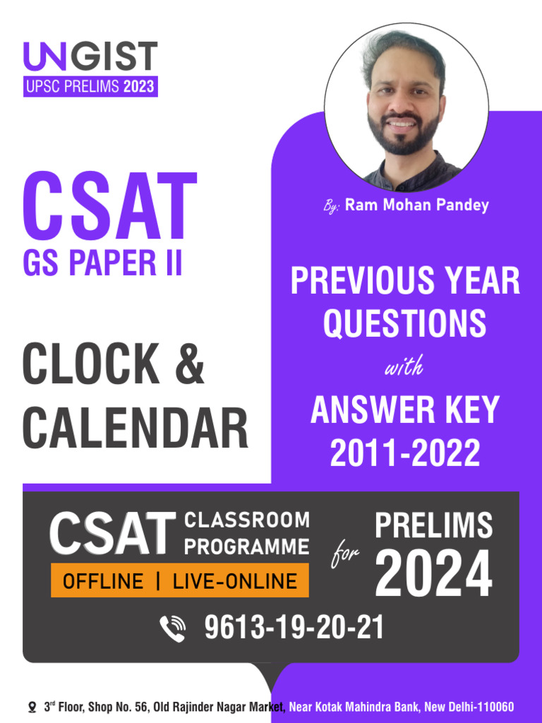 UNGIST - CSAT Clock & Calendar - PYQs (2011-2022) | PDF