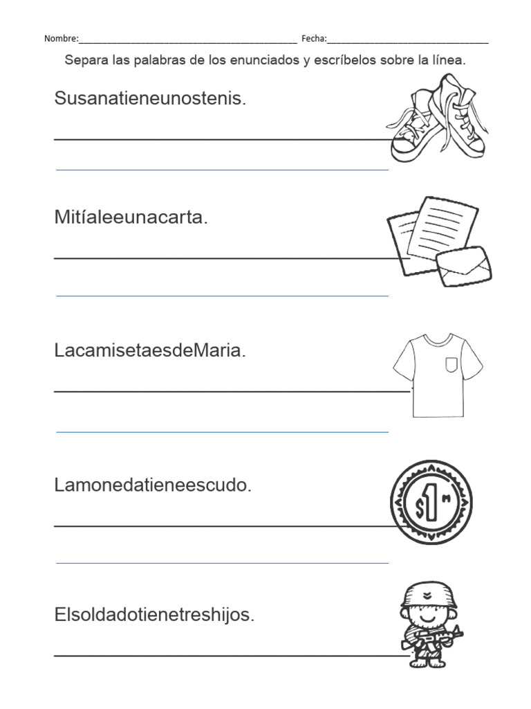 Ejercicios de separación de palabras | PDF | Crecimiento personal y ...