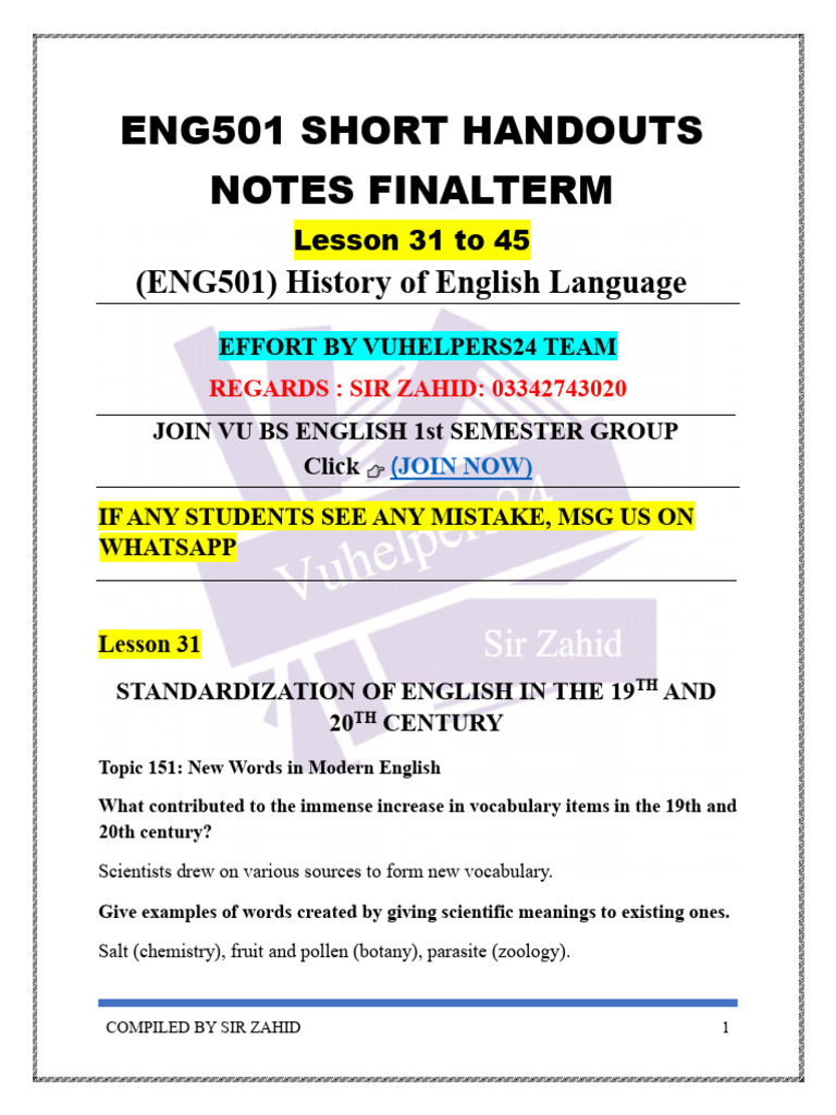 Eng501 Short Handouts Notes Finalterm File 3 Compiled by Sir Zahid ... Eng501 Short Handouts Notes Finalterm File 3 Compiled by Sir Zahid ...