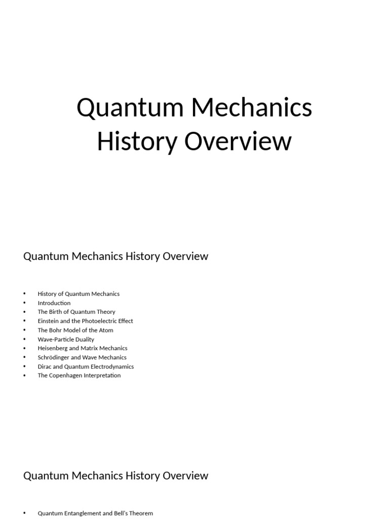 Quantum Mechanics History Overview | PDF | Quantum Mechanics | Quantum ...