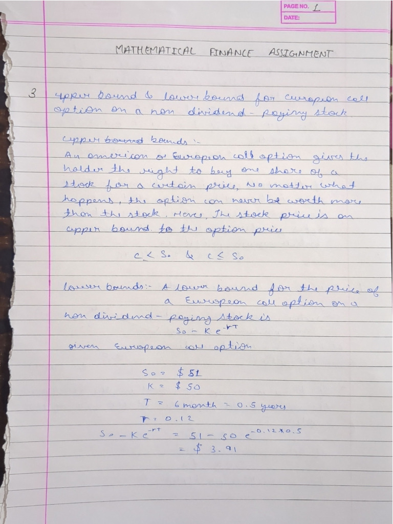 2021MTS1015 Mathematical Finance | PDF