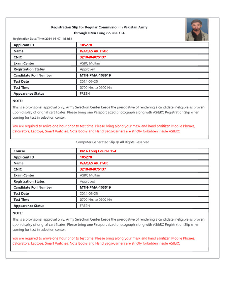 Registation Slip | PDF