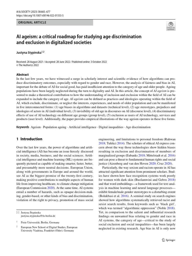 AI Ageism: Addressing Age Discrimination | PDF | Artificial ...