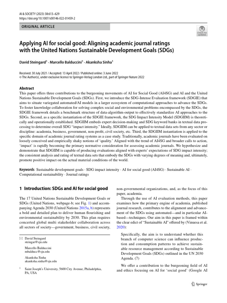 AI & SDGs: Academic Journal Impact | PDF | Artificial Intelligence ...