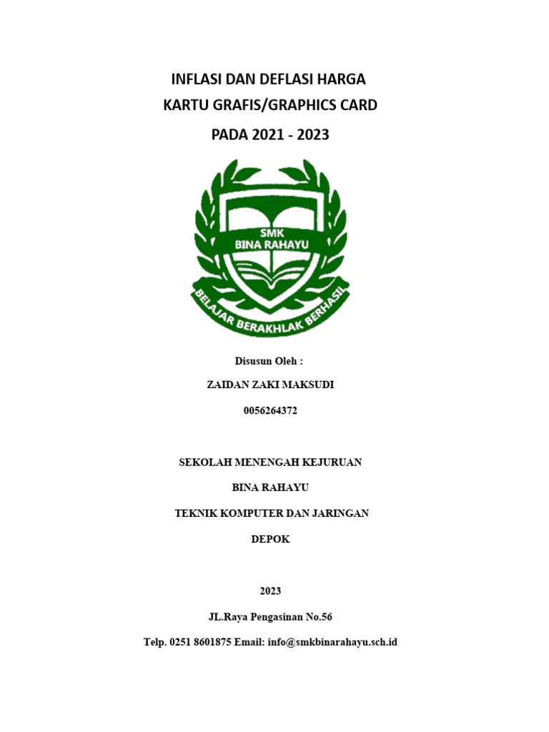 Tugas Karya Ilmiah - Inflasi Dan Deflasi Harga Kartu Grafis 2021 SD 2023 - Zaidan Zaki Maksudi | PDF