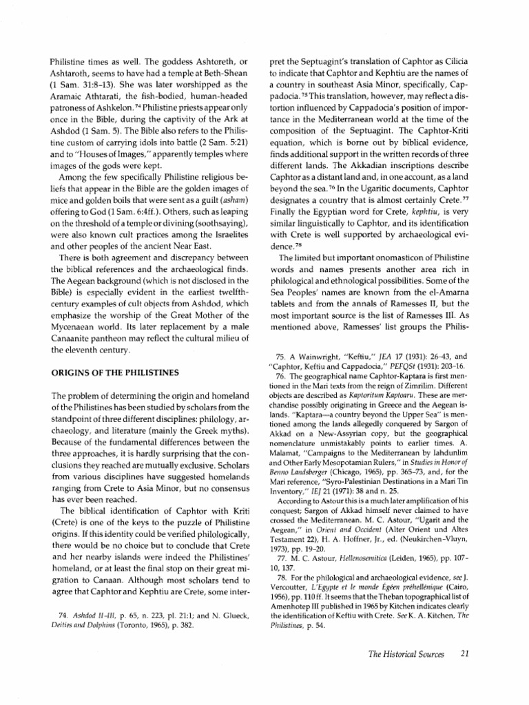 Origins of the Philistines and Caphtor | PDF | Philistines | Ancient ...