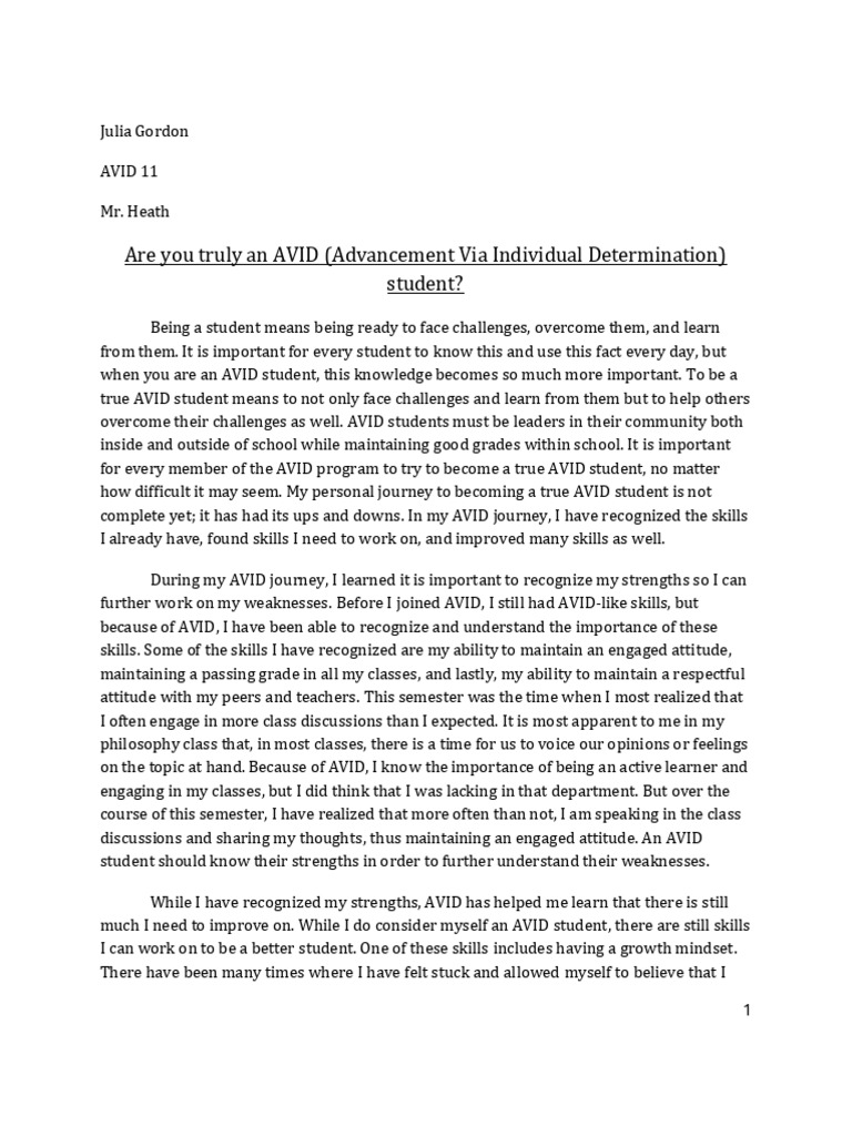 avid essay | PDF | Knowledge | Mindset