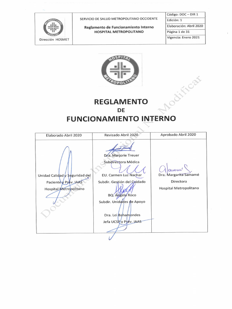 Reglamento de Funcionamiento Interno | PDF