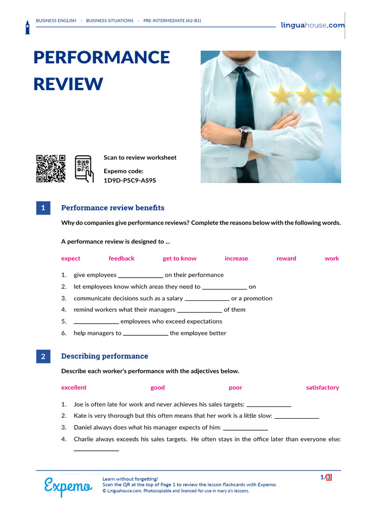 Performance Review Guide for A2-B1 Learners | PDF | Performance ...