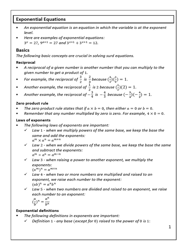 Exponential Equations Guide | PDF | Equations | Exponentiation