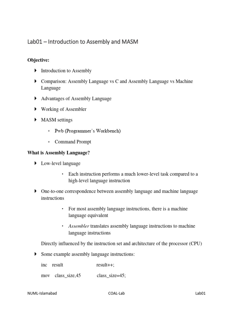 Coal Lab 1 Output Screen Short | PDF | Assembly Language | Computer Programming