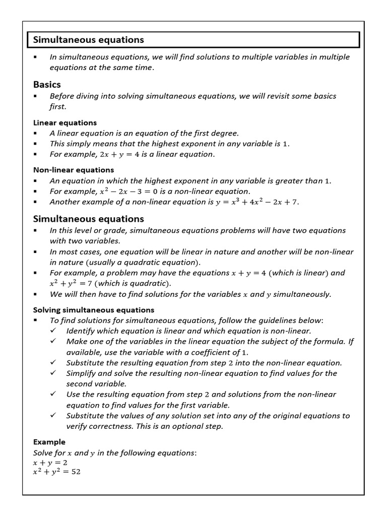 KRN11 - Simultaneous Equations V7 | PDF | Equations | Area KRN11 - Simultaneous Equations V7 | PDF | Equations | Area