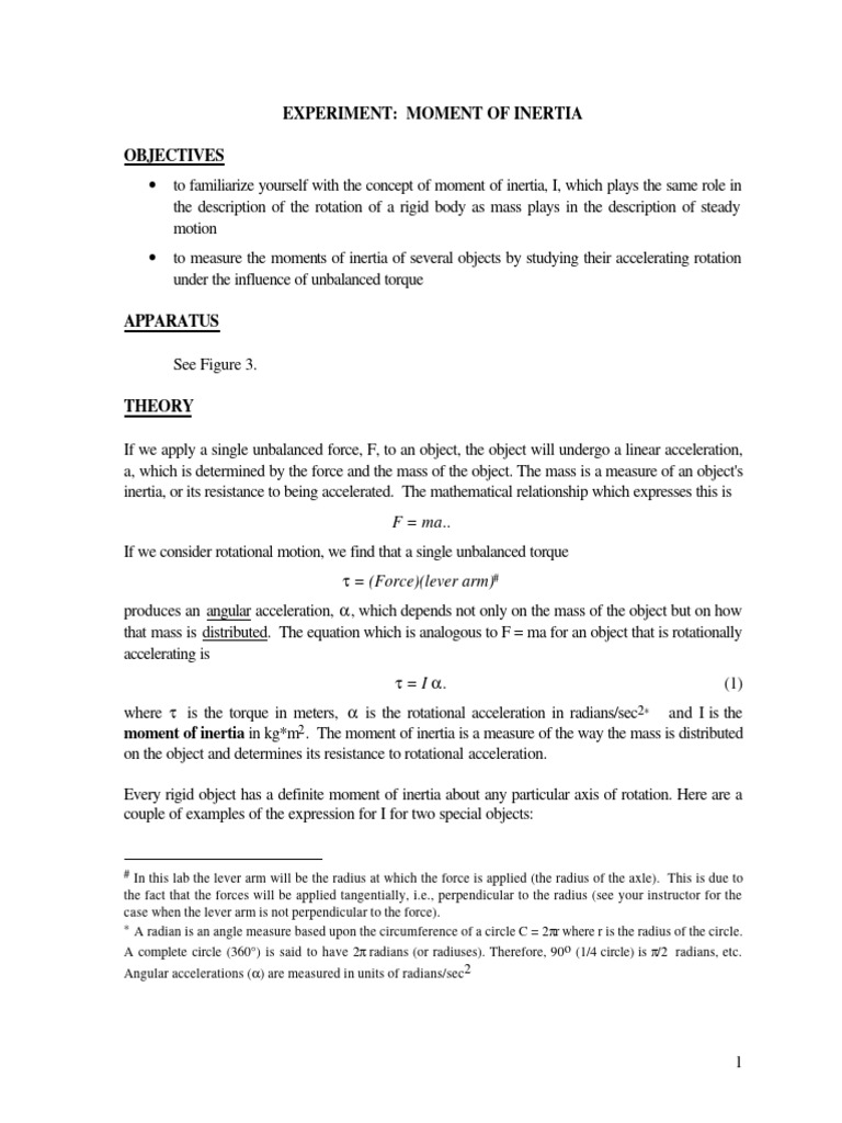 Inertia | PDF | Torque | Rotation Around A Fixed Axis